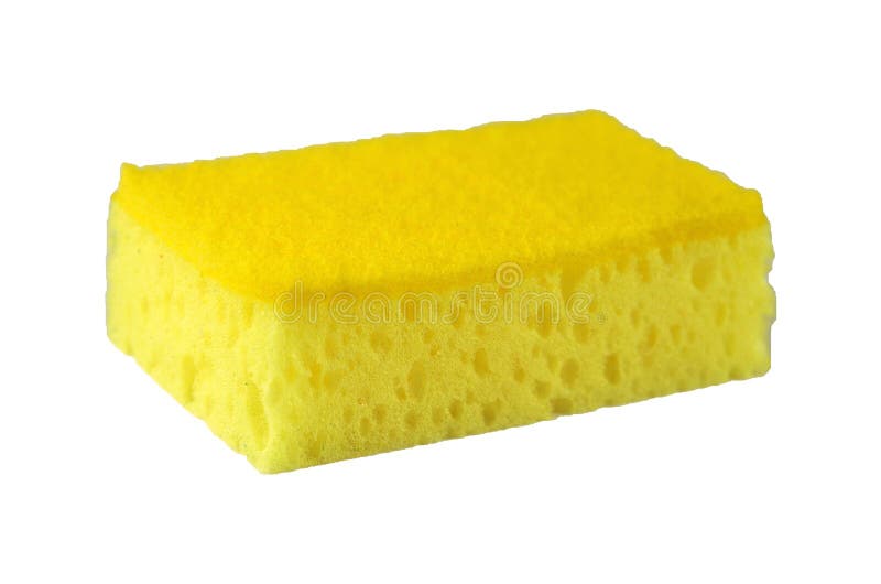 Yellow Washing Sponge for Dishes Isolated Stock Photo - Image of wash ...