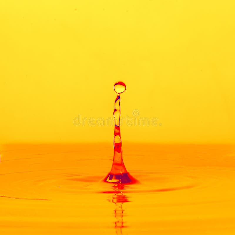 Yellow Water Drop Falling Down Stock Photo - Image of pattern, clean ...