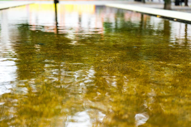 Yellow Water Reflection in Park Fountain Stock Photo - Image of luxury ...