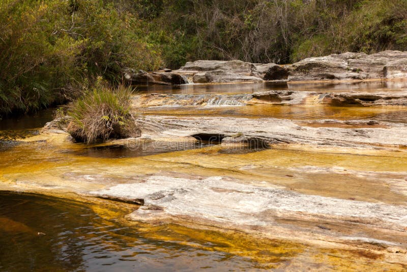Yellow Water River on Quartzite Rocks Stock Image - Image of rocks ...