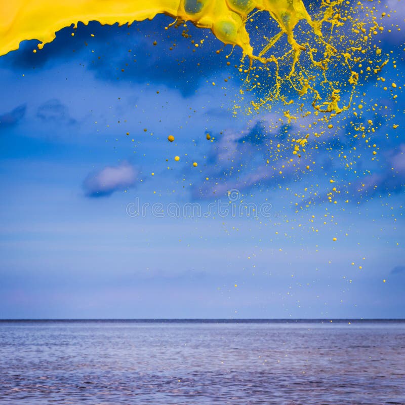 Yellow water splash stock image. Image of environment - 61529997