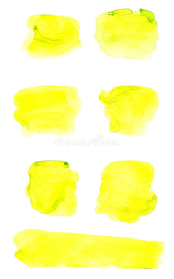 Set of Yellow Rectangular and Long, Rounded-edged Watercolor Isolated ...
