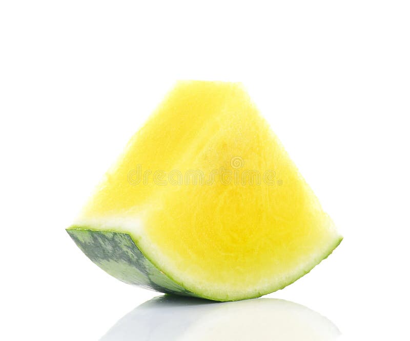 Red Watermelon,Yellow Watermelon Cut Pieces on White Background. Stock ...