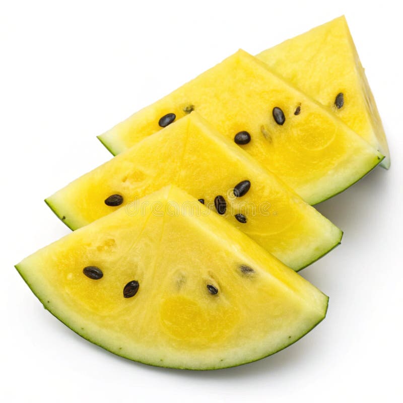 Yellow Watermelon Slices on Transparent Background Stock Illustration ...