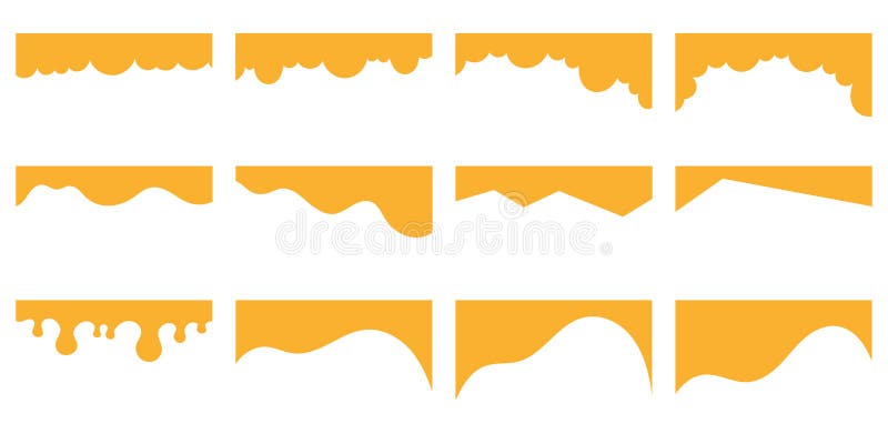 Yellow Wave and Drip Edge Shape Set, Decorative Borders for Graphic ...