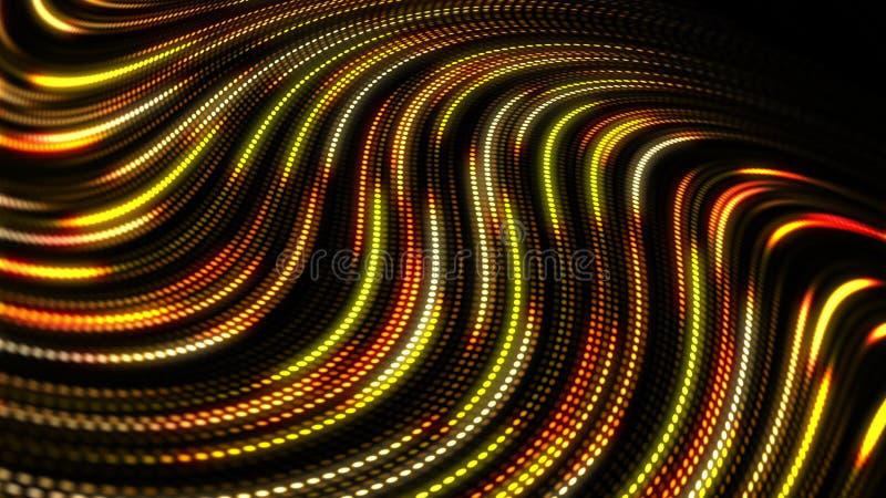 Yellow Waves from Glowing Round Dots. Dynamic Movement and Glow of the ...