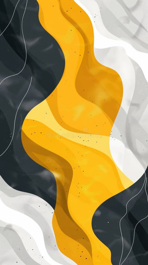 Yellow Wavy Background with Black and White Borders - Modern Design for ...