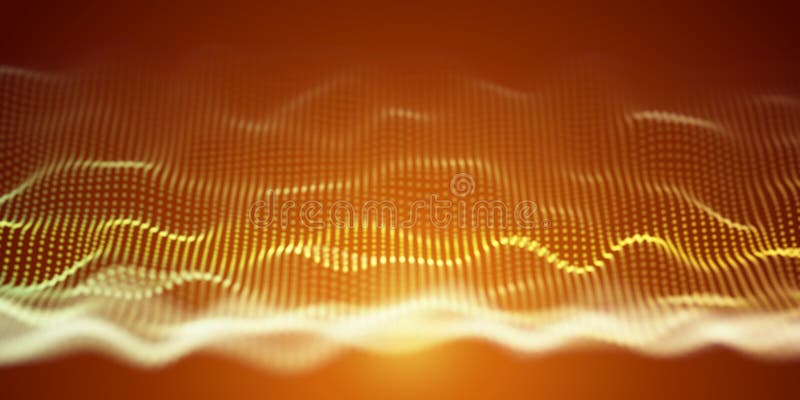 Yellow Wavy Particle Surface on Orange Background Stock Vector ...