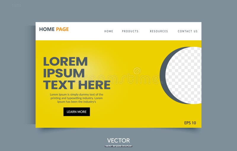 Yellow Web Banner with Title and Button. Web Interface Template with ...