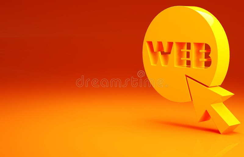 Yellow Web and Graphic Design Icon Isolated on Orange Background ...