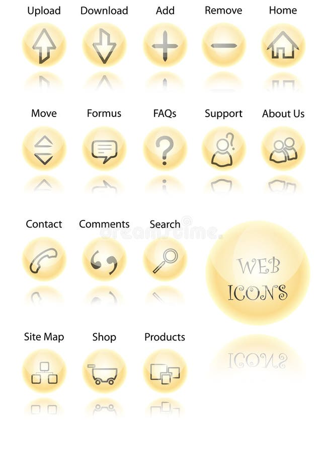 Yellow web icons stock vector. Illustration of comments - 11161874