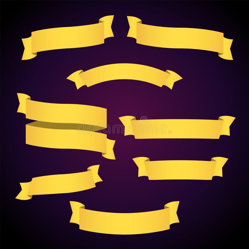 Yellow Web Ribbon Banners Set. Vector Illustration for Design Stock ...