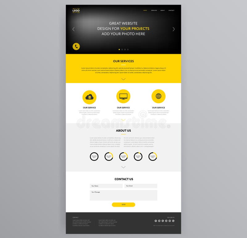 Yellow Website Design Template Vector Stock Vector - Illustration of ...
