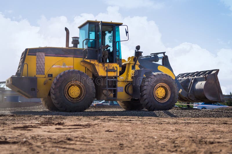 Yellow Wheel Loader Building Machine Stock Photo - Image of hydraulic ...