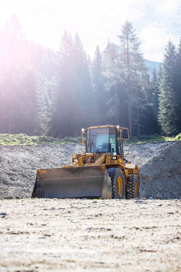Yellow Wheel Loader Excavator in a Quarry Stock Image - Image of yellow ...
