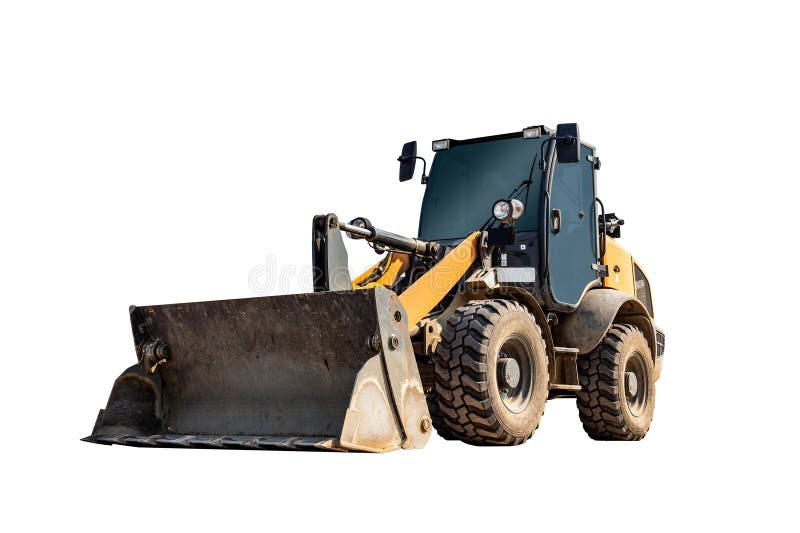 Yellow Wheel Loader Isolated from Background Stock Image - Image of ...