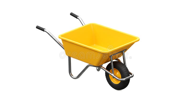 Yellow Wheelbarrow with Shadow on White Background Stock Illustration ...