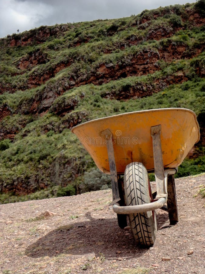 Yellow wheelbarrow stock photo. Image of peru, outdoor - 175094956