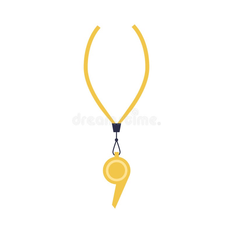 Yellow Whistle on a Cord. Flat Isolated Vector Stock Illustration ...