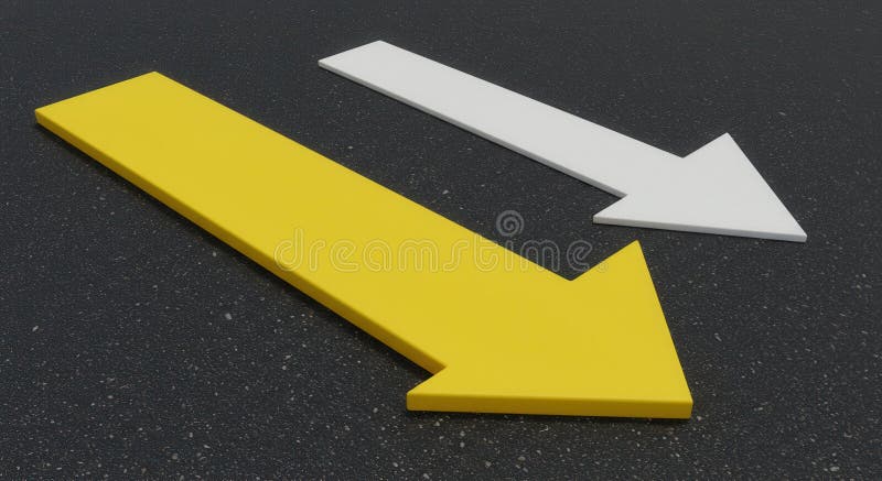Yellow and White Arrows on Asphalt Road Indicating Opposite Directions ...