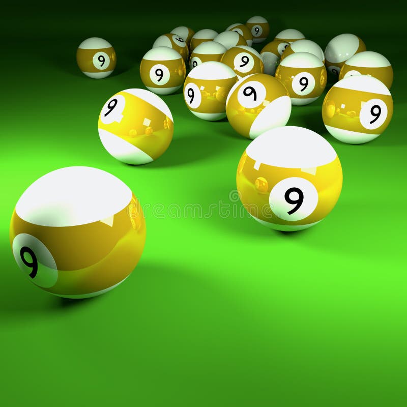 Yellow White Billiard Balls Number Nine Stock Illustration ...