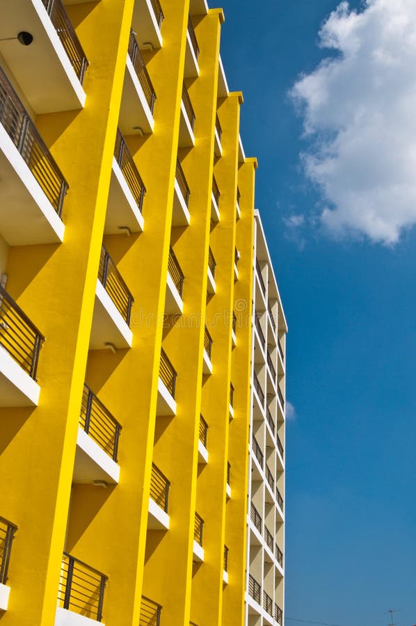 Yellow and White Building and Blue Sky Stock Image - Image of thai ...