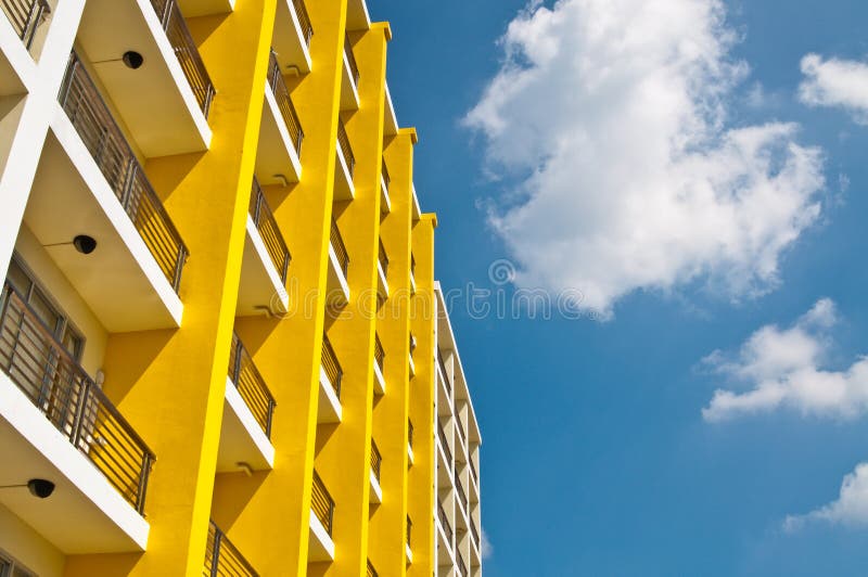 Yellow and White Building and Blue Sky Stock Image - Image of ...