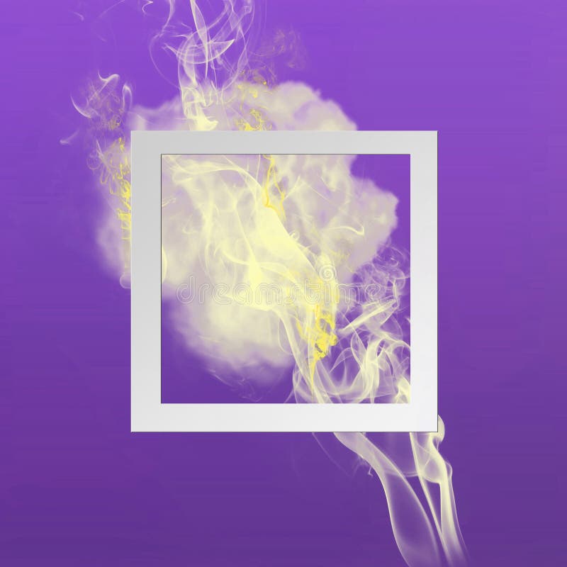 White Square Frame on Cloud of White Smoke on Blue Stock Photo - Image ...