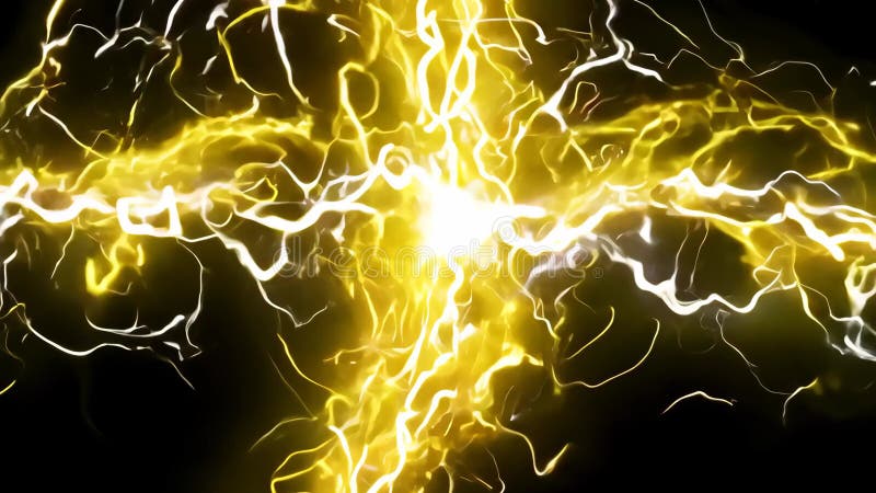 A Yellow and White Electric Spark with a Yellow Light in the Middle ...