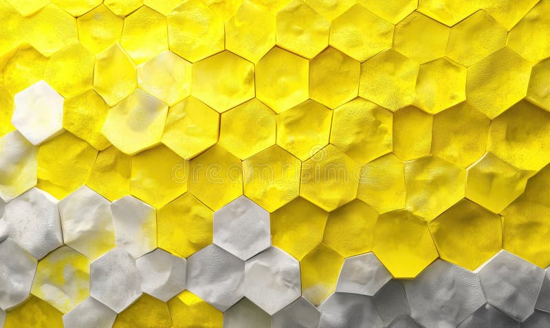 Yellow and White Hexagonal Pattern Wall Design for Modern Interiors ...
