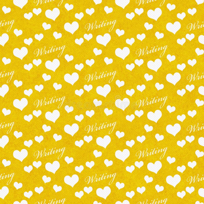 Yellow and White I Love Writing Tile Pattern Repeat Background Stock ...