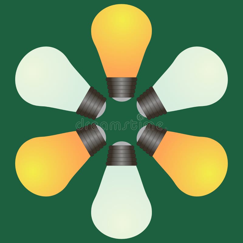 Yellow and White Light Bulbs Stock Illustration - Illustration of ...