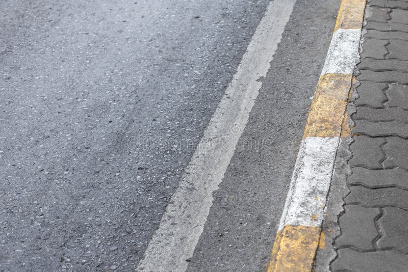 Yellow and White Lines on Footpath Stock Image - Image of construction ...