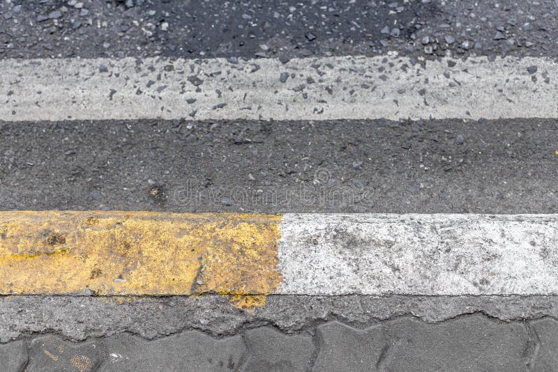 Yellow and White Lines on Footpath Stock Image - Image of safety ...