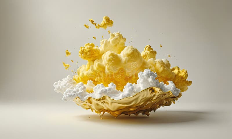 A Yellow and White Liquid is Splashing Out of a Container. Stock ...