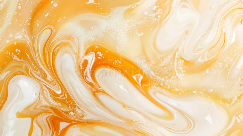 Yellow and White Paint Mixing Together Creating an Abstract Background ...