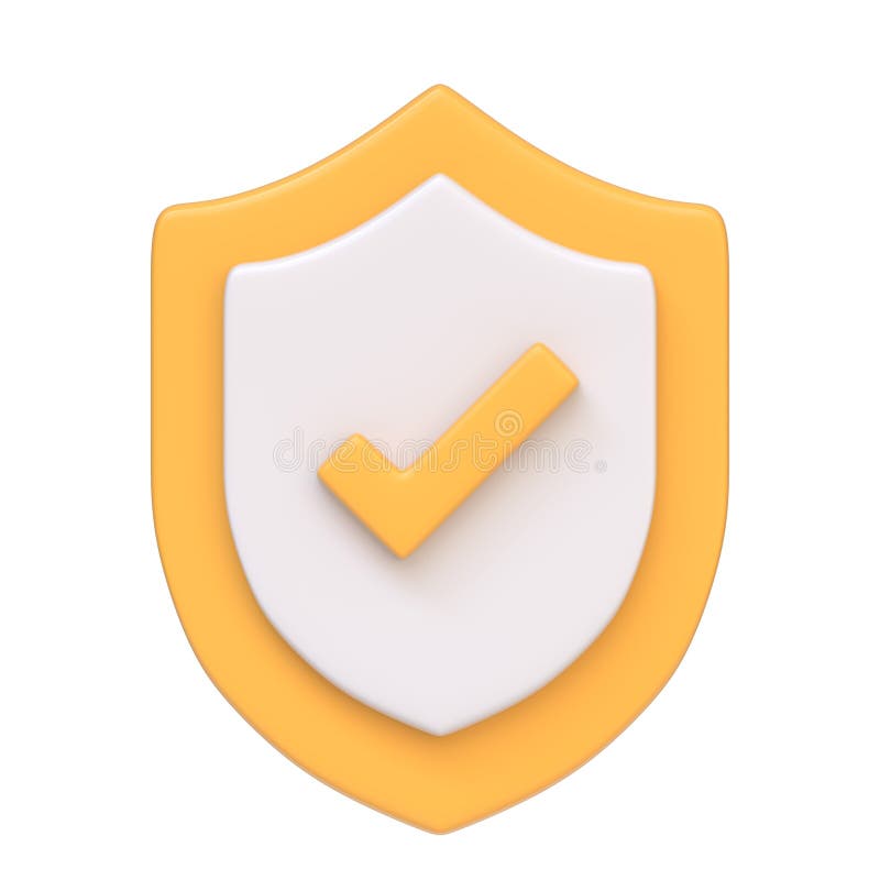 Yellow and White Shield with a Check Mark, Symbolizing Verification or ...