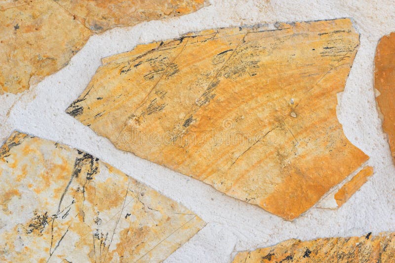 Yellow and White Stone Wall in a Mosaic Style. Texture Background ...