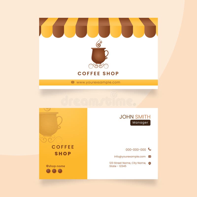 Yellow and White Themed Coffee Cup Business Card Design Stock ...