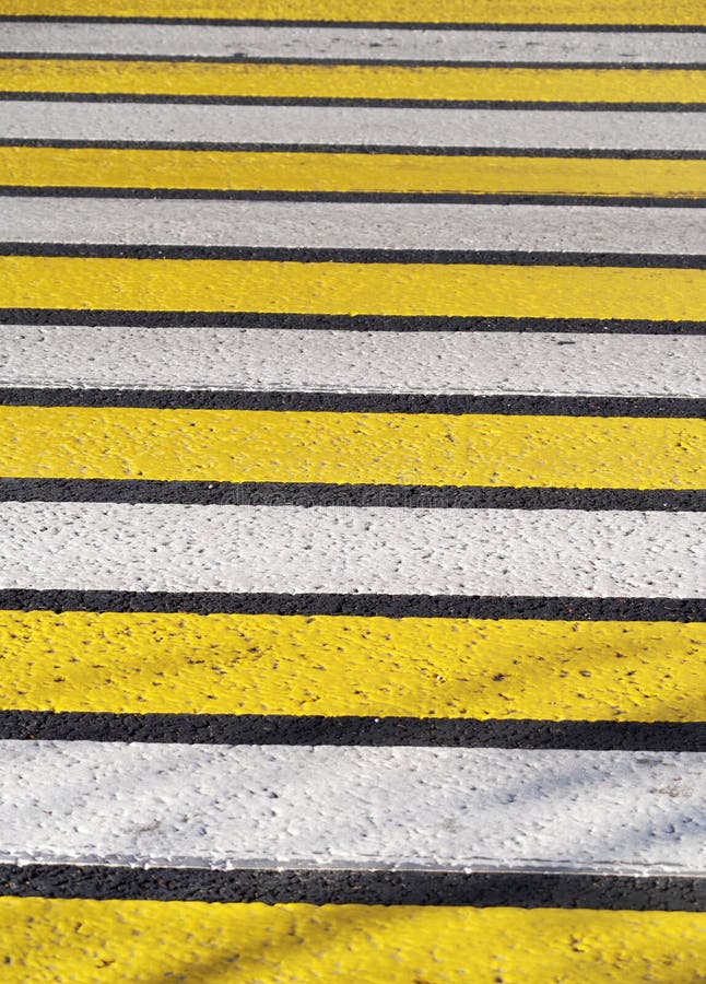 Yellow and White Zebra Pedestrian Crossing Stock Photo - Image of sign ...