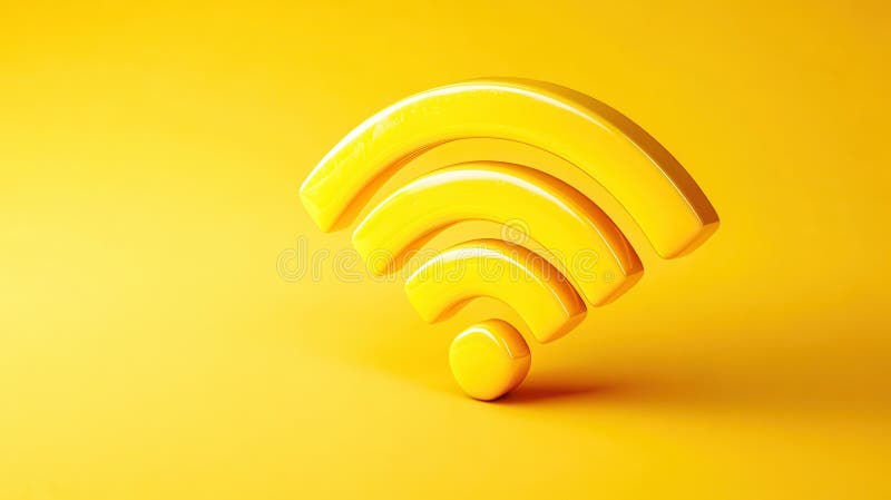 Yellow Wifi Symbol Standing on Yellow Background Stock Illustration ...