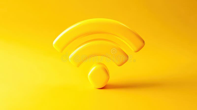 Yellow Wifi Symbol Standing on Yellow Background Stock Illustration ...