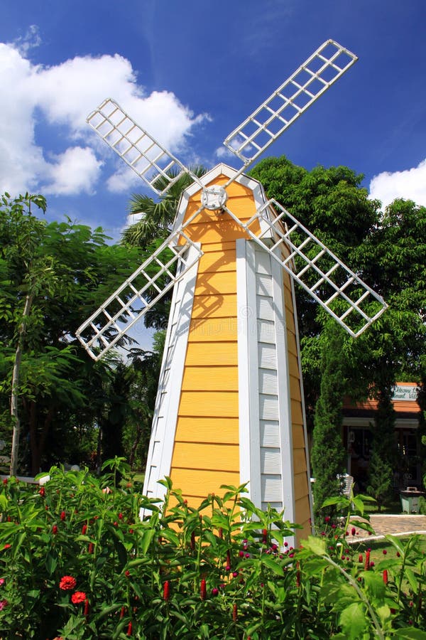 Yellow Windmill Netherlands Style Stock Image - Image of beautiful ...