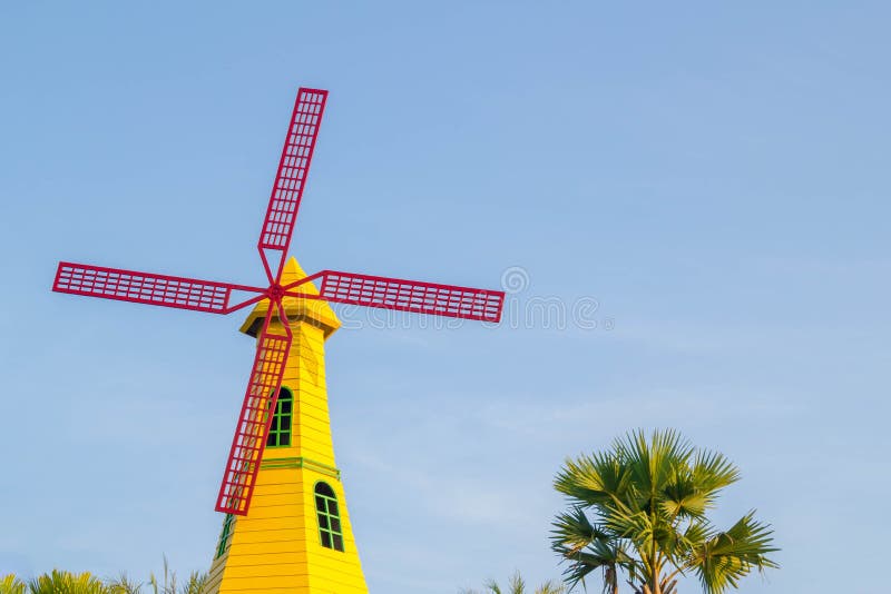 Yellow Windmill Netherlands Style Stock Image - Image of beautiful ...