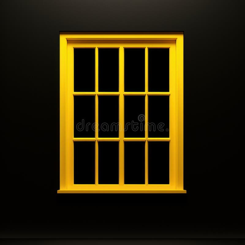 Yellow Window on Black Background Generative AI Stock Photo - Image of ...
