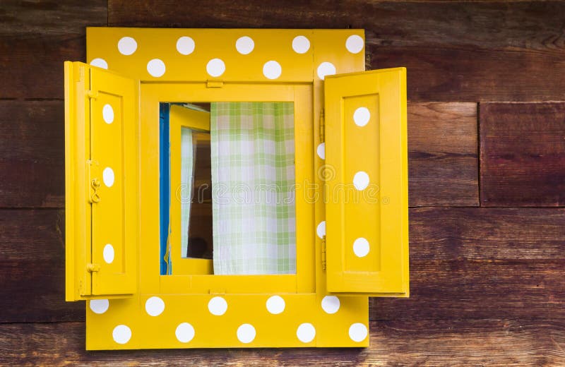 Yellow Window on Wooden House Stock Photo - Image of architecture ...