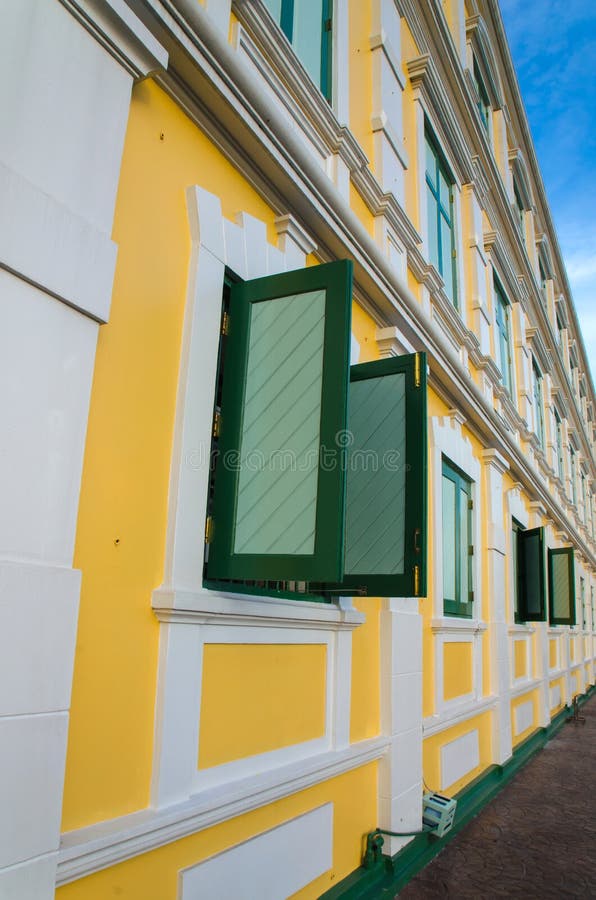 Yellow windows wall stock image. Image of color, black - 44411457