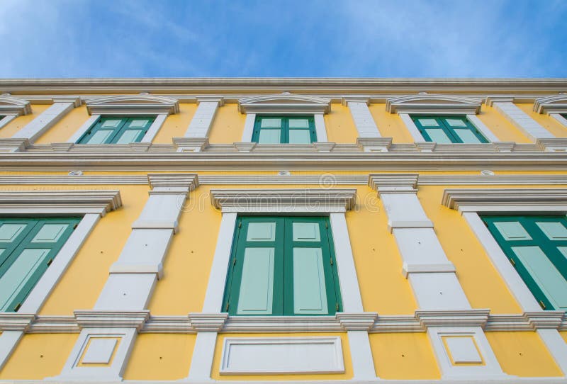 Yellow Windows Wall for Background Stock Photo - Image of decoration ...