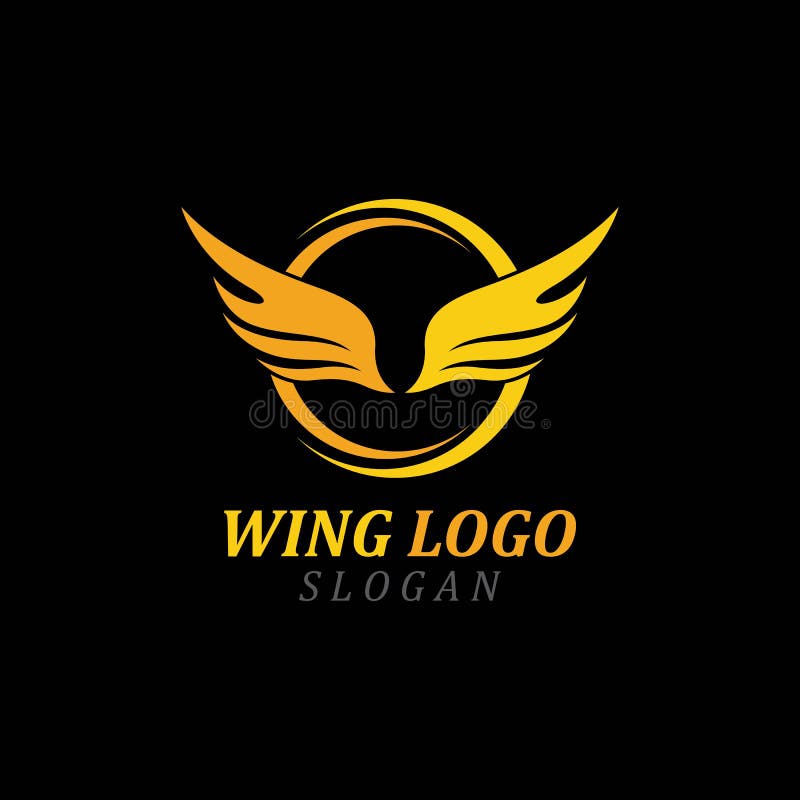 Two Yellow Wing Icon, Flat Style Stock Vector - Illustration of ornate ...