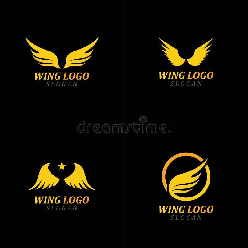 Yellow Wing Logo Vector Illustration Icon. Stock Vector - Illustration ...